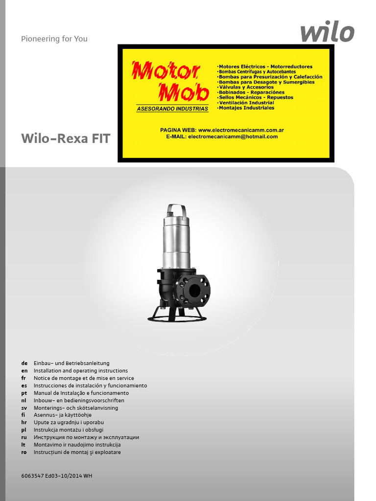 Wilo Rexa Fit V05da 222 Ead1 2 t0025 540 o | PDF | Pump | Safety