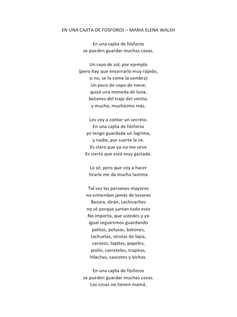 En Una Cajita de Fosforos MARIA ELENA WASH | PDF