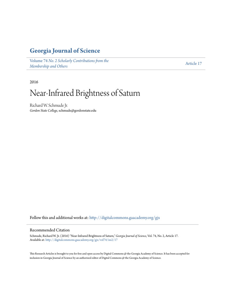 Near-Infrared Brightness of Saturn | PDF | Apparent Magnitude | Optical ...