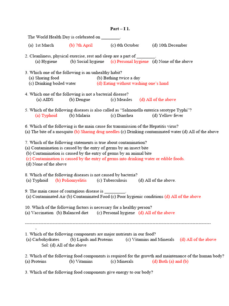 SFH Module 1 MCQ | PDF | Foods | Alcoholism