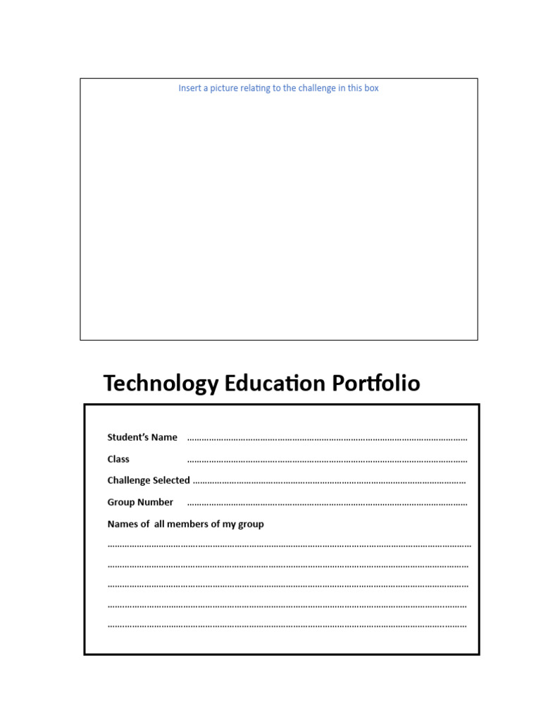 Tech Ed - Student Portfolio Template Handwritten May 2023 | PDF ...