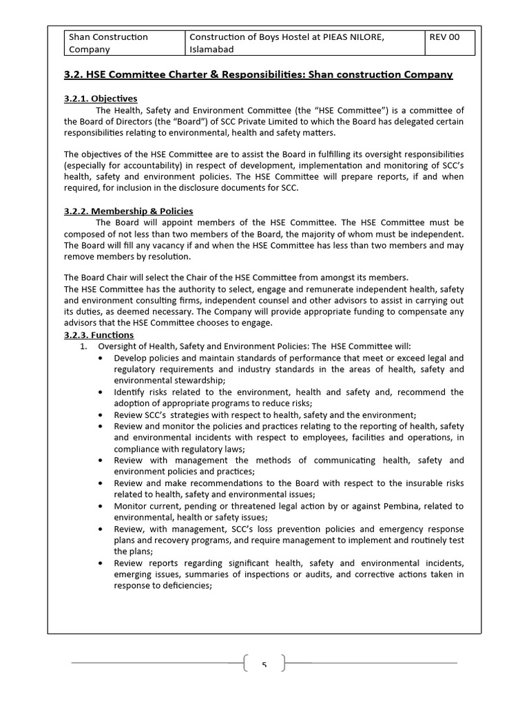 3.2 SCC HSE Committee Charter | PDF | Safety | Policy