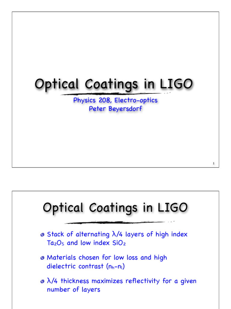 SJSU PHYS 208 Electro-Optics Case Study Coatings in LIGO | PDF | Ligo | Gravitational Wave