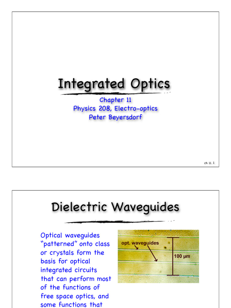 SJSU PHYS 208 Electro-Optics CH 11-Integrated Optics | PDF | Optics | Waveguide
