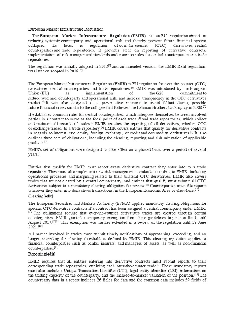 EU Derivatives Regulation Overview | PDF | Investing | Derivative (Finance)
