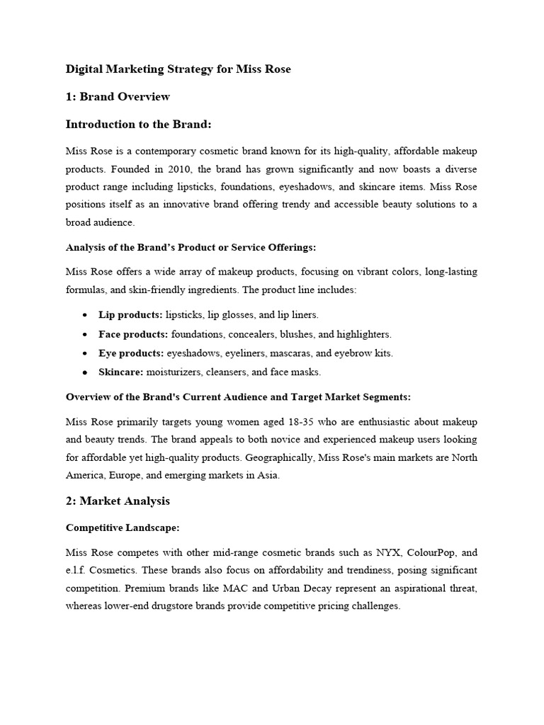 Digital Marketing Strategy For Miss Rose PDF Search Engine