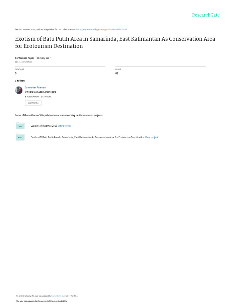 Exotism of Batu Putih Area in Samarinda, East Kalimantan As Conservation Area | PDF | World Wide ...