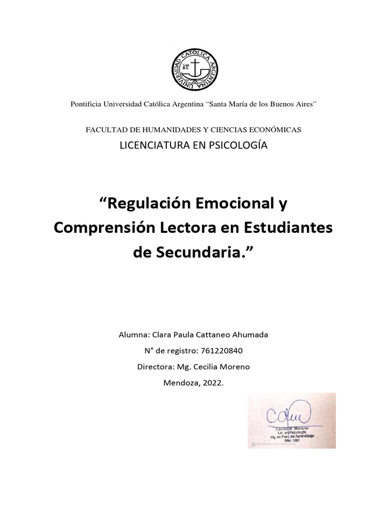 Regulación Emocional Comprensión Pdf Las Emociones