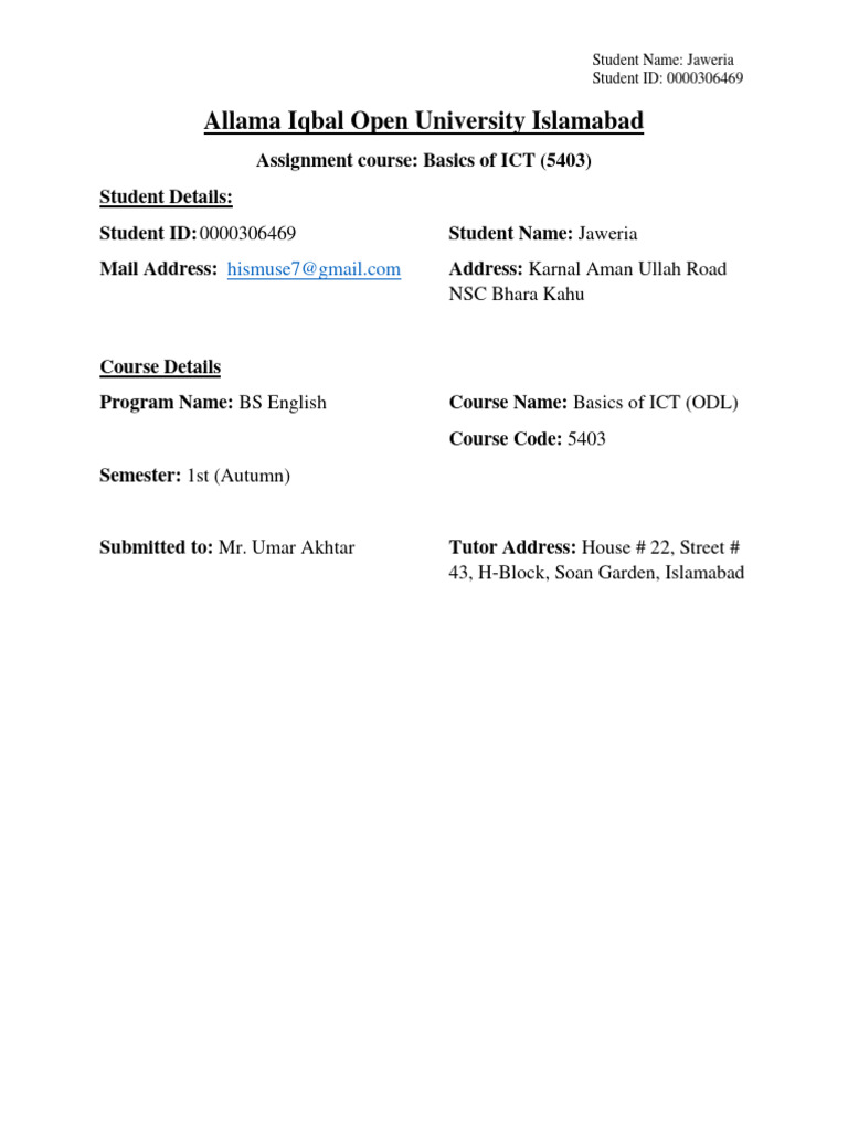 5403 Basics of ICT | PDF | Computer Network | Input/Output