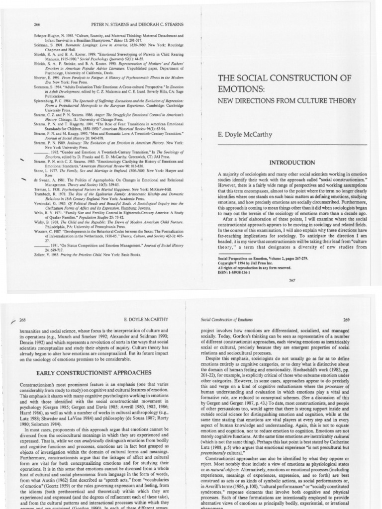 Social Construction of Emotions 1994 | PDF | Emotions | Social ...
