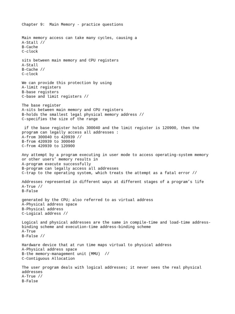 Memory Management Quiz | PDF | Computer Science | Software