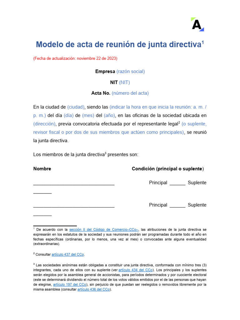 VA23-Acta-de-reunion-de-junta-directiva | PDF | Gobierno