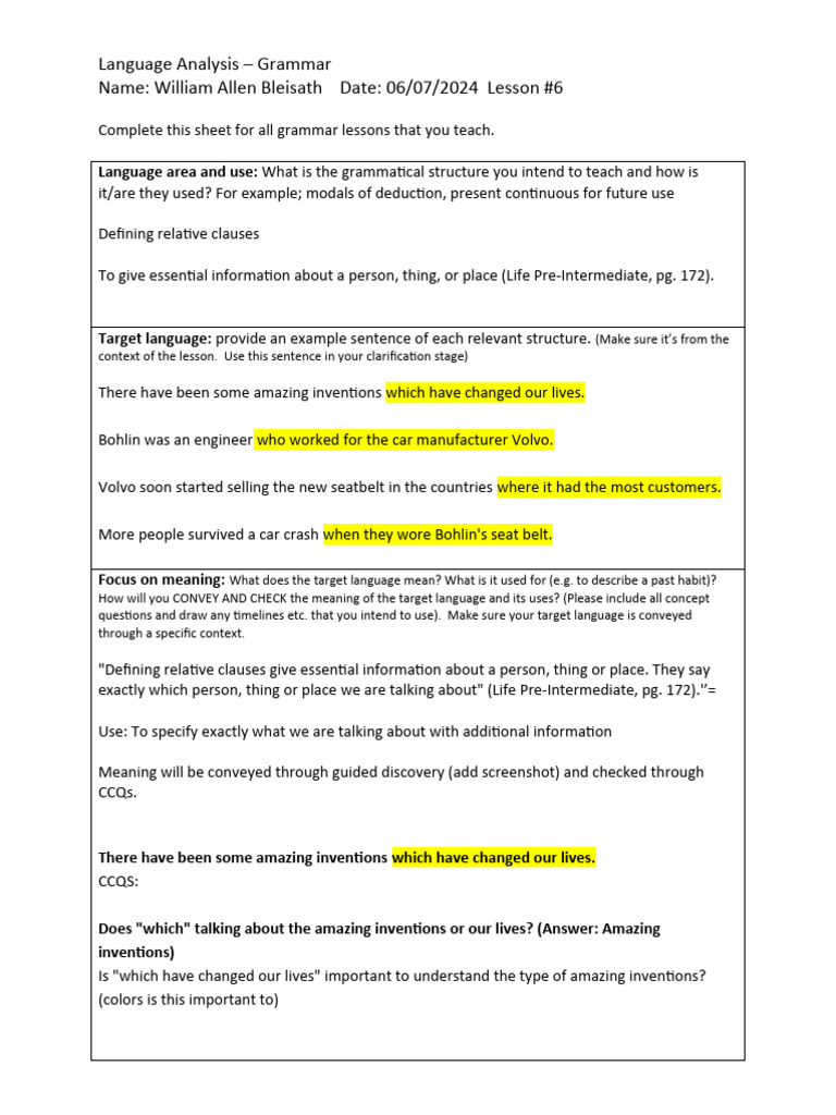 William Allen Bleisath LP6 LA | PDF | Human Communication | Language Mechanics