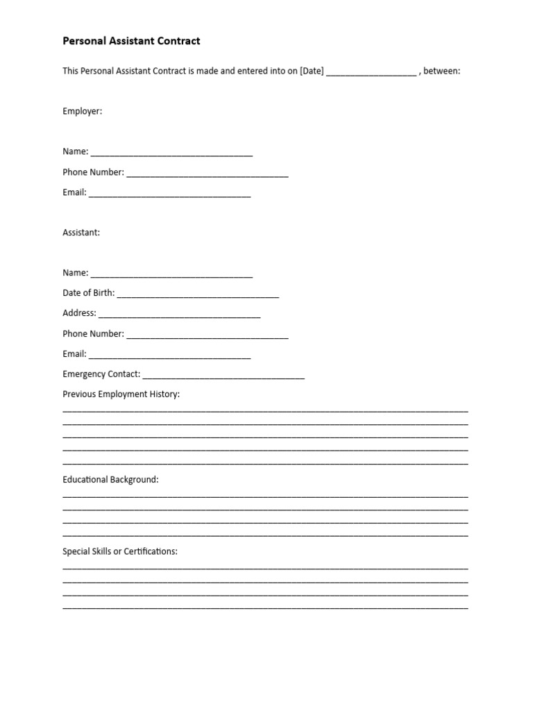 Personal Assistant Contract | PDF | Indemnity | Common Law