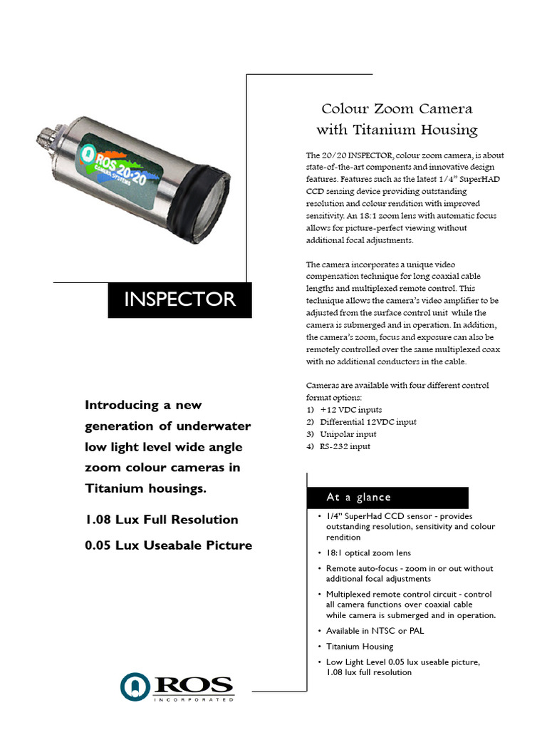 190 SubSea Camera Inspector | PDF | Camera | Zoom Lens