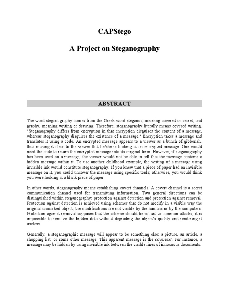 Capstego A Project On Steganography | PDF | Graphical User Interfaces | Microsoft Windows