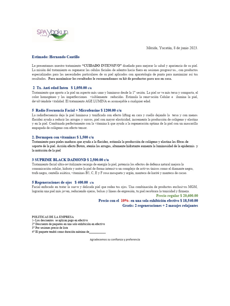 Copia de Paquete Hernando Cantillo 2018 Jun | PDF | Piel | Frecuencia ...