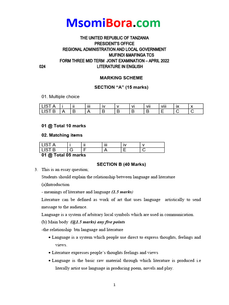 Literature in Engl f3 Midterm Marking | PDF | Poetry