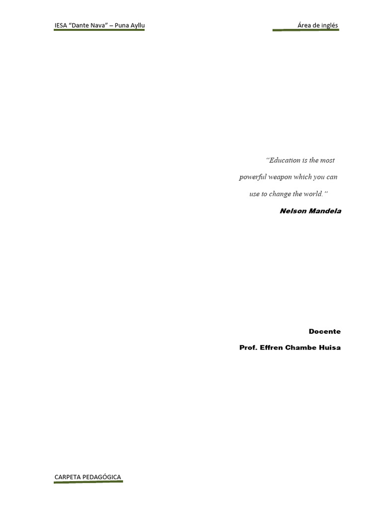 CARPETA Ingles 2024-Effren | PDF | Plan de estudios | Igualdad social