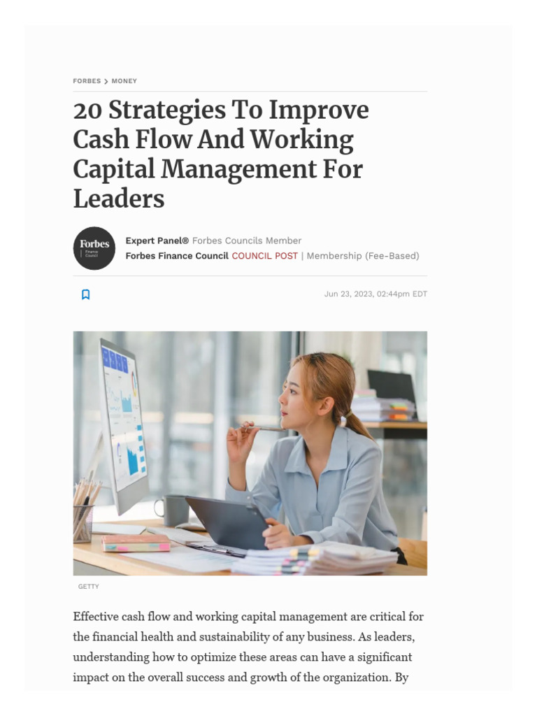 Forbes 20 Strategies To Improve Cash Flow And Working Capital ...