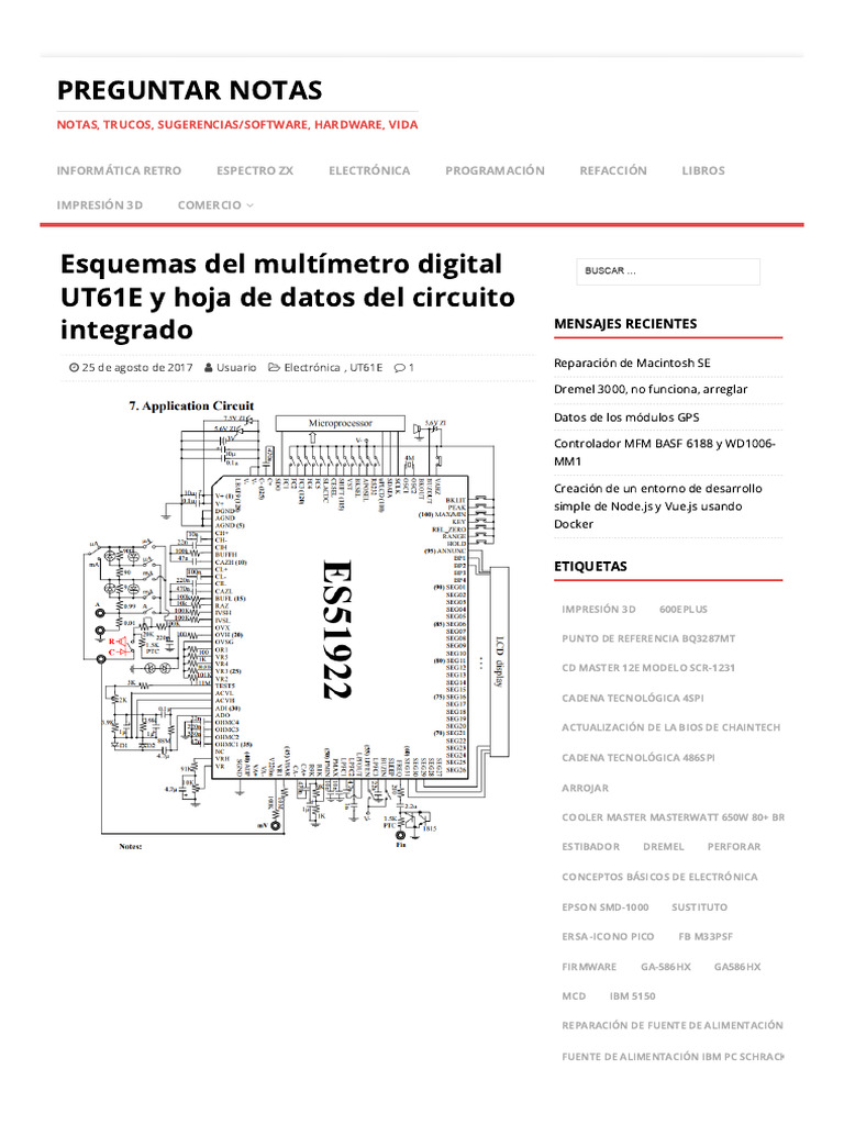 Esquemas Del Multímetro Digital UT61E y Hoja de Datos Del Circuito ...