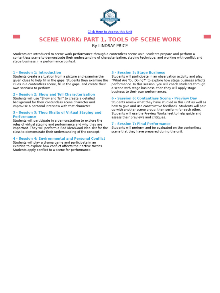 Scene Work Part 1 Tools of Scene Work | PDF | Creativity | Theatre