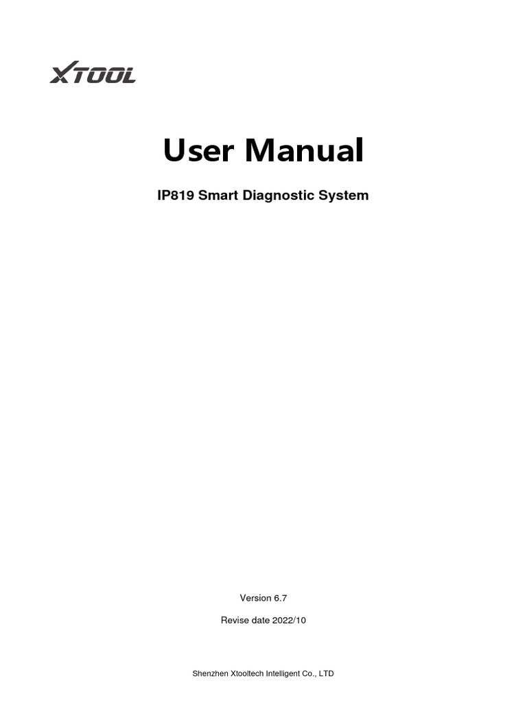 Xtool Ip819 Smart Diagnostic System User Manual | PDF | Anti Lock ...
