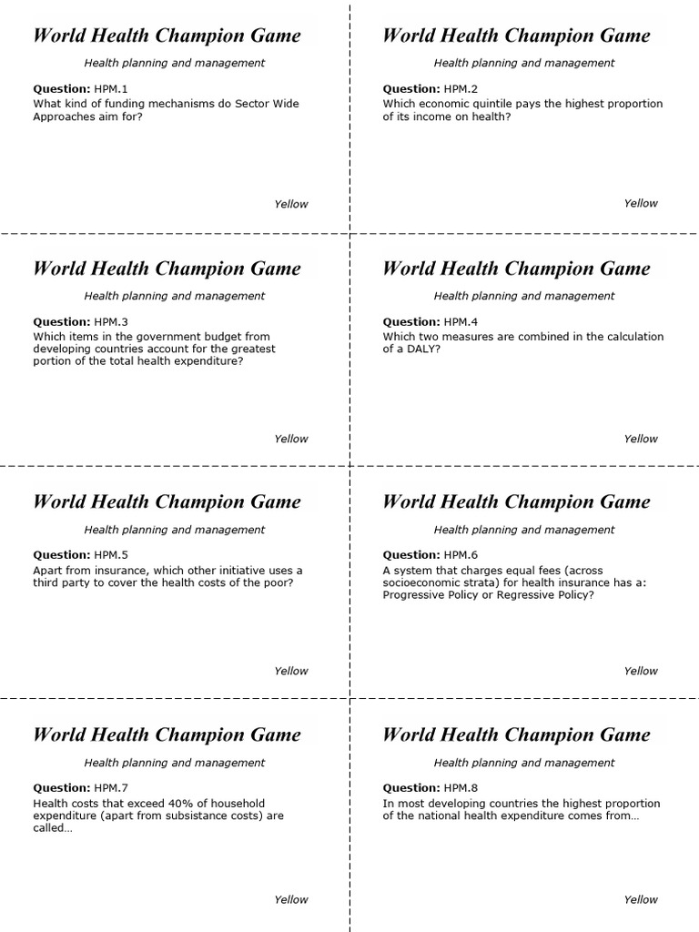 World Health Champion Game Questions and Answers HPM | PDF | Household ...