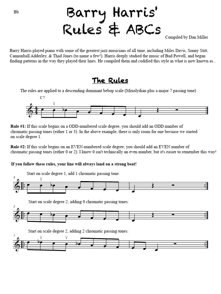 Barry Harris - Rules & ABCs | PDF | Music Theory | Elements Of Music