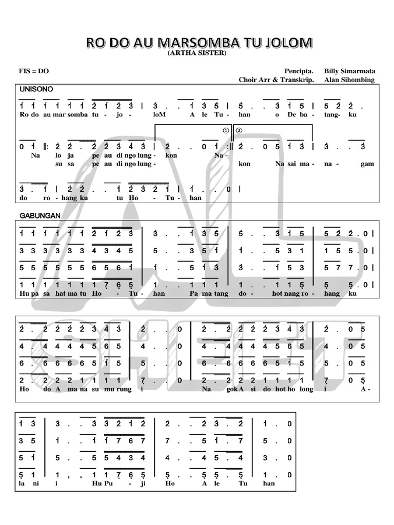 Do Au Marsomba Tu JoloM (SATB) | PDF
