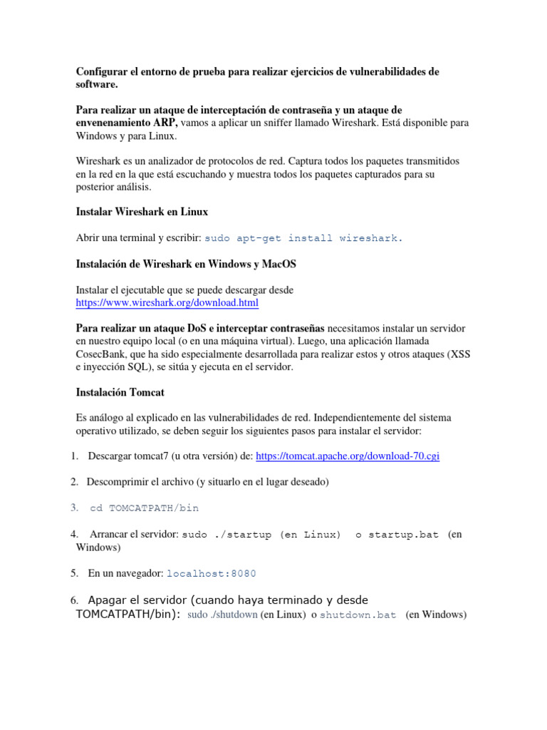 Configurar El Entorno de Prueba para Realizar Ejercicios de Vulnerabilidades de Software | PDF ...