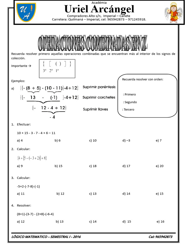 01 - Operaciones Combinadas en Z | PDF