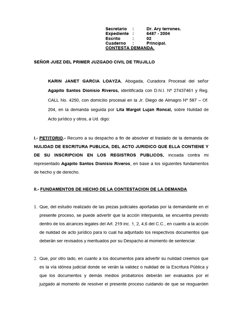 Cont. Curador Proc. | PDF | Demanda judicial | Ley procesal