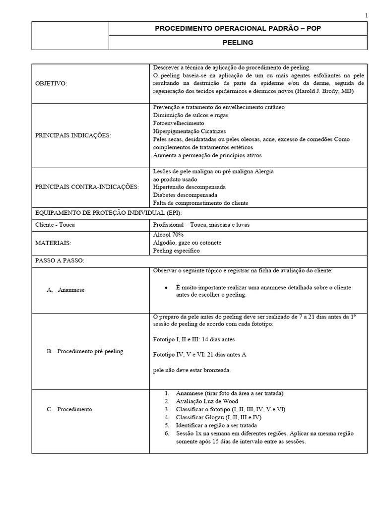 Procedimento de Peeling: Guia Completo | PDF