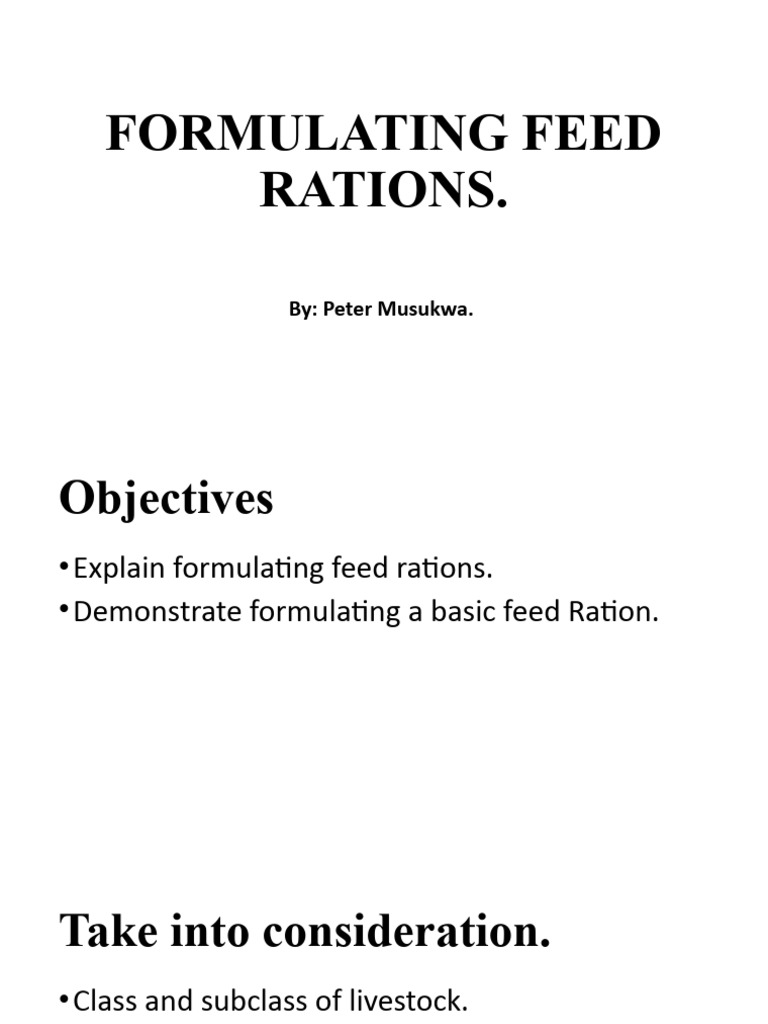 Feed Formulation Presentation. | PDF | Animal Feed | Soybean Feed Formulation Presentation. | PDF | Animal Feed | Soybean