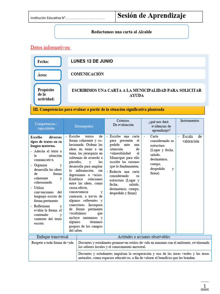 6° Act 12 Junio N°1 Comu | PDF | Enseñando | Aprendizaje