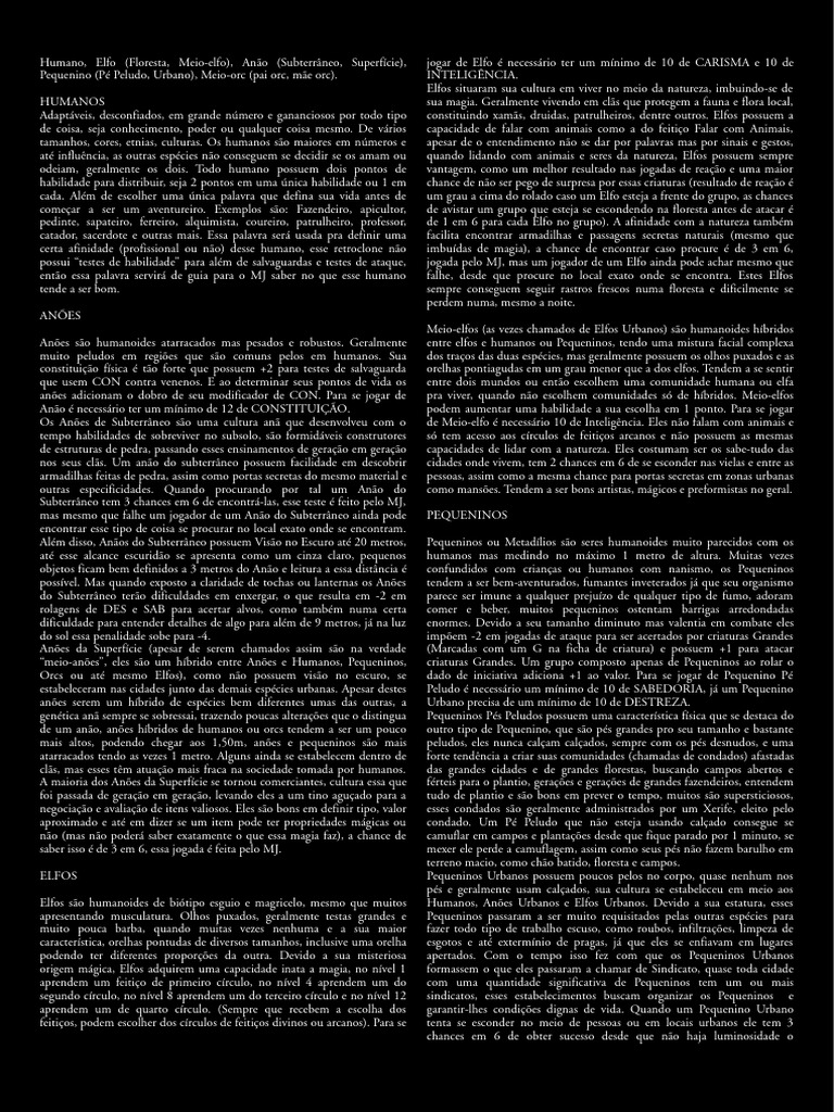 Raças Fantásticas: Humanos, Anões e Elfos | PDF | Elfos | Humano