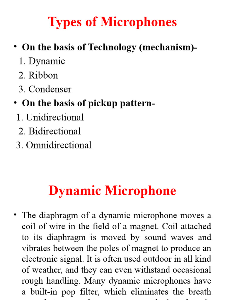 Types of Microphones | PDF | Microphone | Electricity