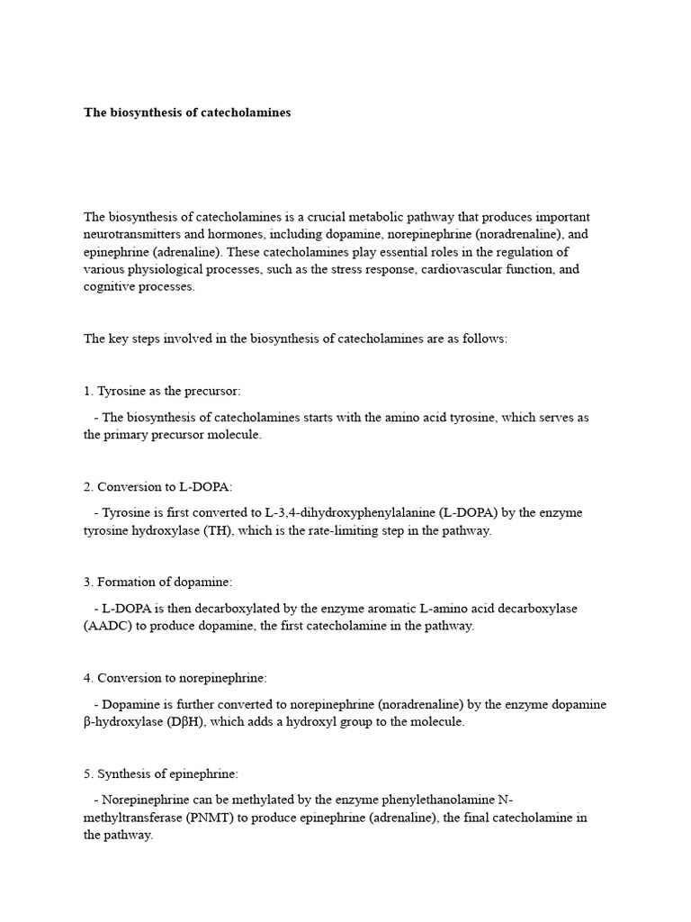 Catecholamine Biosynthesis Pathway | PDF | Norepinephrine | Dopamine