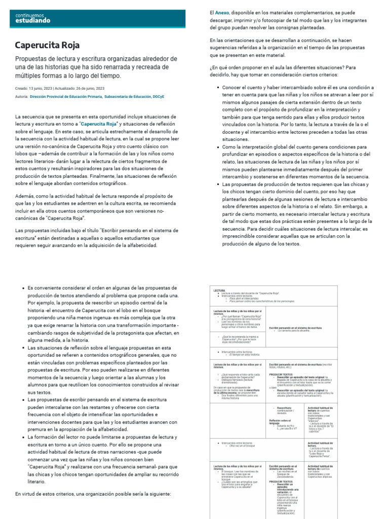 Propuestas de Lectura sobre Caperucita Roja | PDF | Caperucita Roja ...