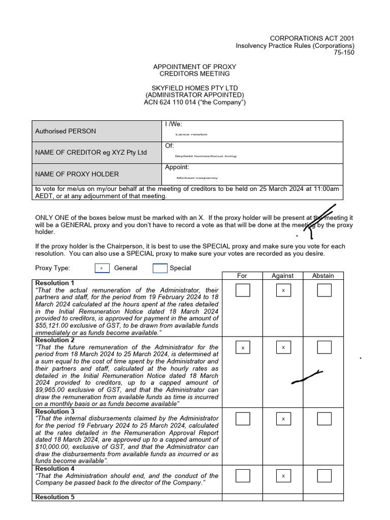 VA-POD Form 535 Proof of Debt (For Voting Purposes Only) - S11927VA 3 ...