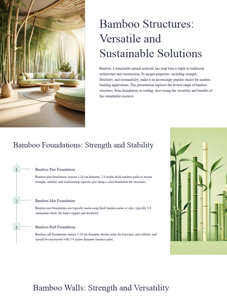 Bamboo Structures Versatile and Sustainable Solutions | PDF | Flooring | Bamboo