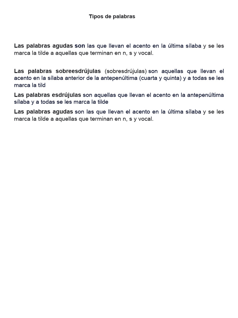 Tipos de Palabras y Acentuación | PDF