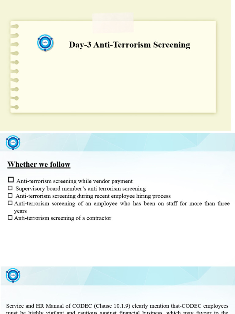 Presentation-Anti Terrorism Screening-Day 3 | PDF | United States ...