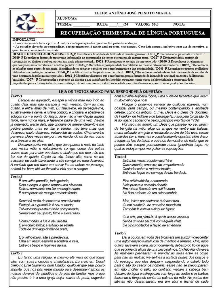 Rec Trimestral de Literatura - Rea A Simb | PDF | Poesia