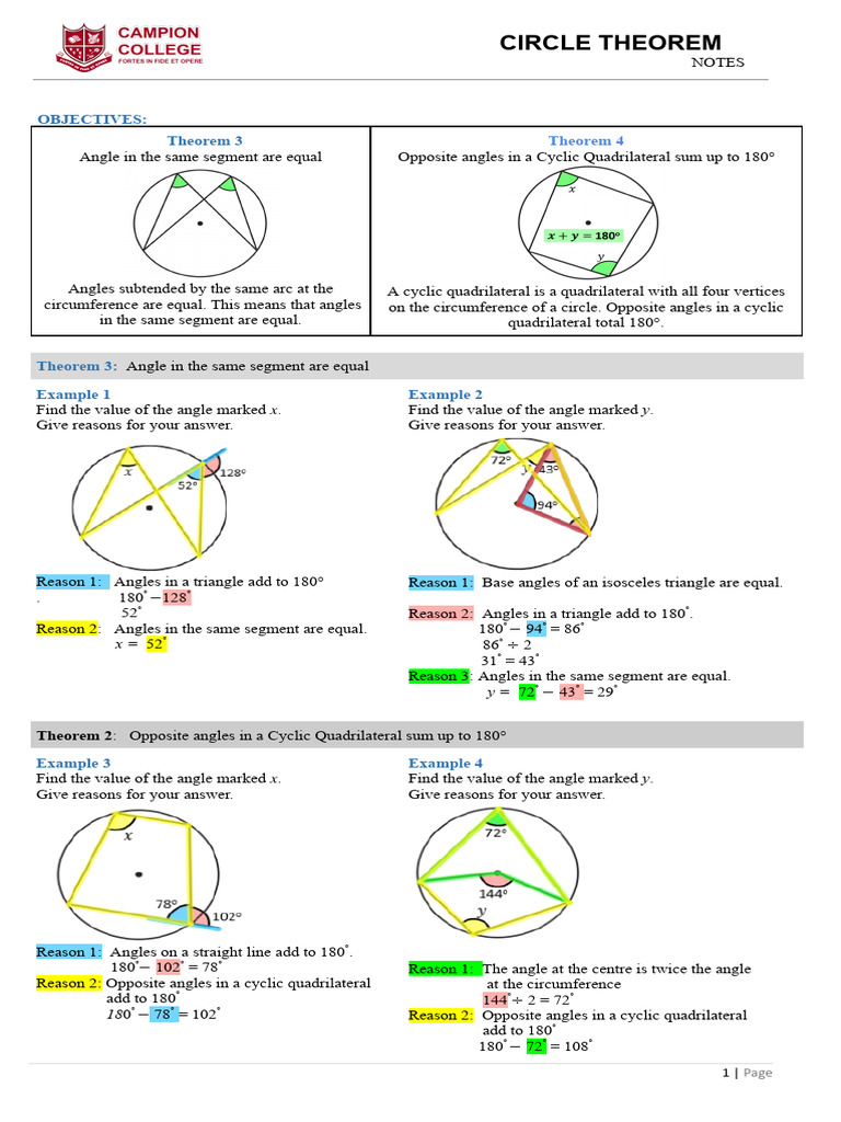 CIRCLE THEOREM Part 2 | PDF | Circle | Triangle