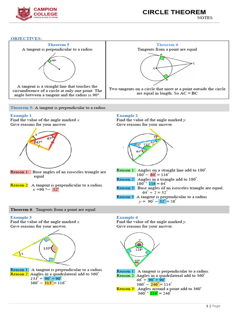 Circle Theorem Part 3 Pdf Circle Perpendicular