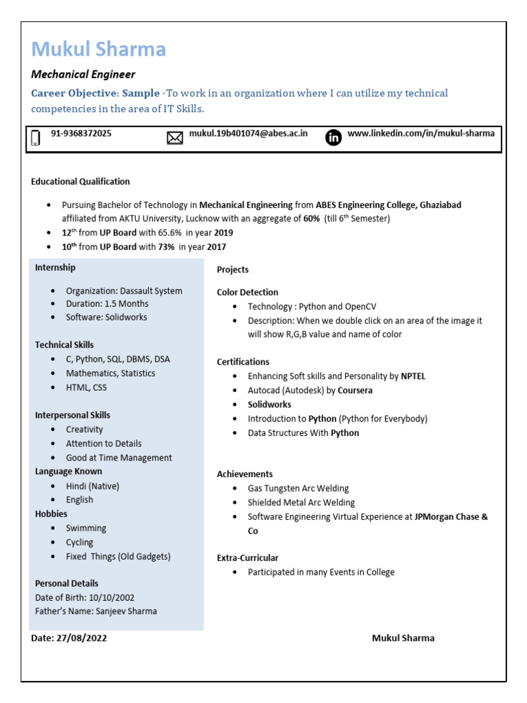 Mukul Resume | PDF | Engineering | Computing