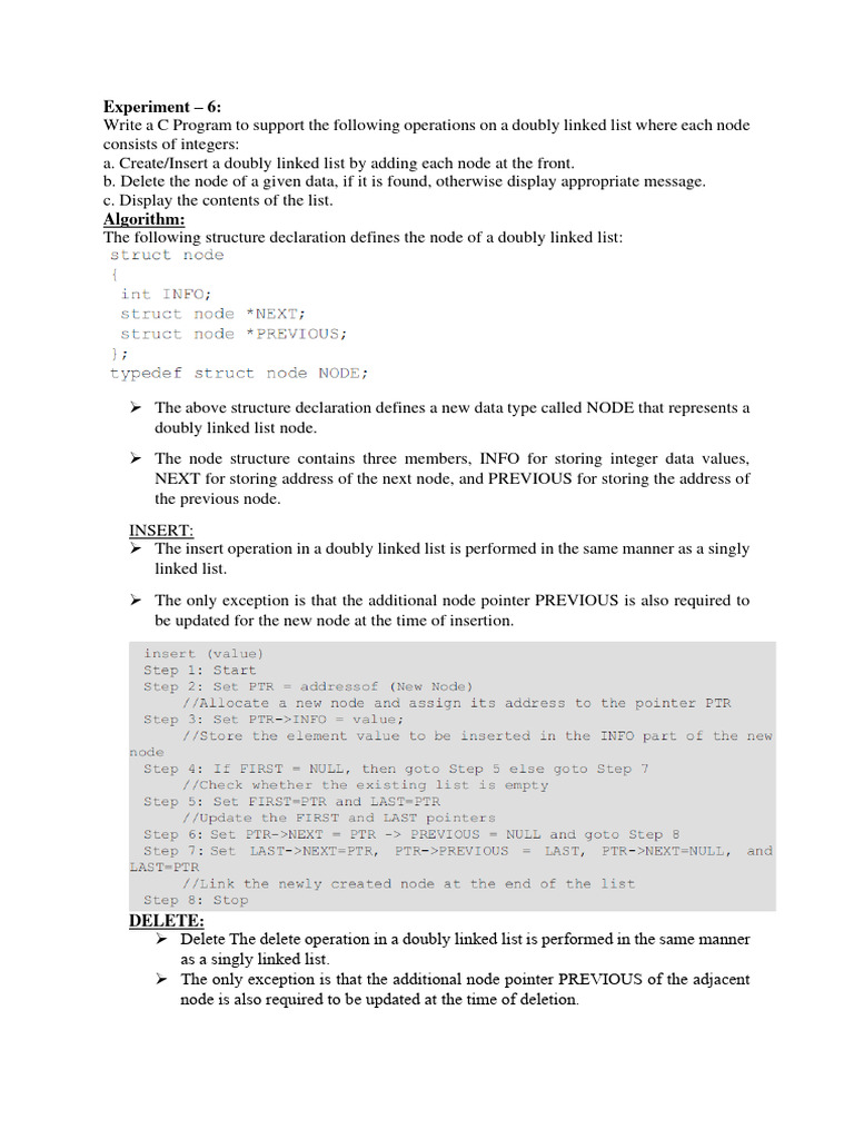 Experiment 6 Pdf Pointer Computer Programming Algorithms And