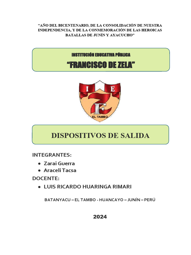 Dispositivos de Salida-2 | PDF | Hardware de la computadora | Periférico
